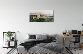 Obraz na skle Španělsko Castle horský les 140x70 cm