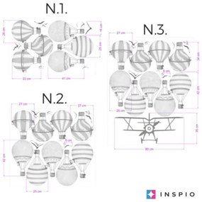 INSPIO Samolepky do dětského pokoje - Šedé horkovzdušné balóny