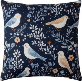 Povlak na polštář z mikrovlákna DENIM BIRDS 45x45 cm, modrý