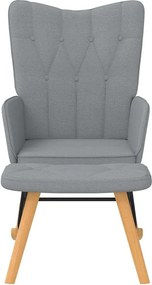 Houpací křeslo se stoličkou světle šedé textil 327622