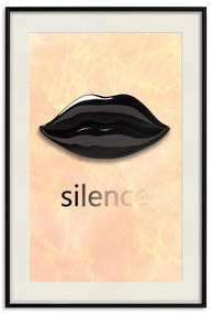 Plakát Sladké ticho - anglický text a černé lesklé rty