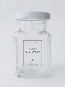 Samolepka na kořenky AGLIO PEPERONCINI průhledná 3 × 4 cm základní písmo