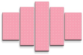 Sablio Obraz - 5-dílný Bílé čárky na růžové - 125x90 cm