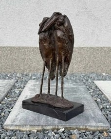 Bronzová socha - Pár marabu exotická soška ptáků