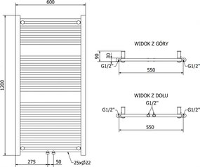 Mexen Mars, elektrické topné těleso 1200 x 600 mm, 600 W, antracitová, W110-1200-600-2600-66