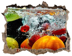 Wallmuralia Nálepka 3D díra na zeď Ovoce pod vodou 95x64 cm