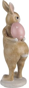 Dekorace hnědý králík s růžovým vajíčkem - 10*12*31 cm