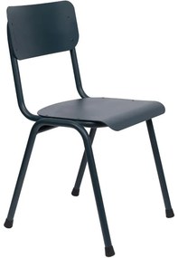 OnaDnes -20% Modrá kovová jídelní židle ZUIVER BACK TO SCHOOL OUTDOOR