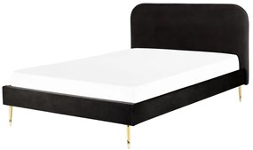Sametová postel 160 x 200 cm černá FLAYAT Beliani