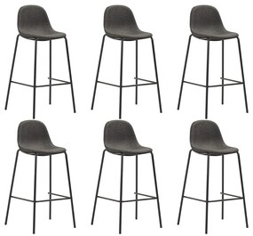 Barové židle - textil - 6 ks | tmavě šedé