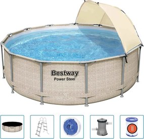 Bestway Bazén Power Steel s příslušenstvím a stříškou 396 x 107 cm