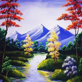 NORIMPEX Diamantové malování Horská bystřina / 30x40 cm