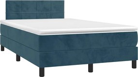 Box spring postel s matrací a LED tmavě modrá 120x190 cm samet 3270157