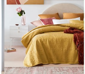 Moderní jednobarevný přehoz na postel žluté barvy 200 x 220 cm