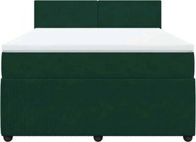 Box spring postel s matrací tmavě zelená 140x200 cm samet 3290055
