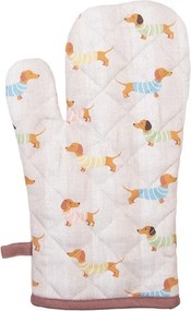 Béžová bavlněná chňapka - rukavice s jezevčíky Puppy Pullover - 18*30 cm