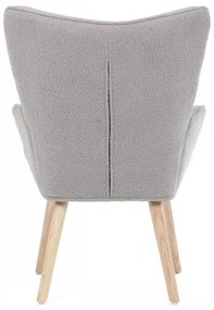 Křeslo ušák šedé bouclé nohy masiv AK-309 GREY2