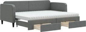 Válenda s přistýlkou a zásuvkami tmavě šedá 80 x 200 cm textil 3196866