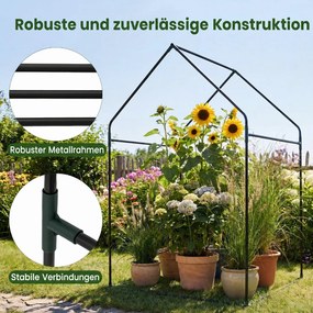 Costway Fóliový mini skleník se 2 rolovacími dveřmi, 90,5 × 90,5 × 152,5 cm