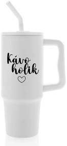 KÁVOHOLIK - bílý cestovní termohrnek 900 ml