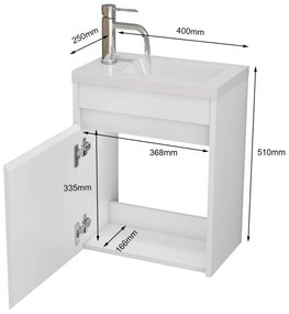 Závěsná skříňka s umyvadlem Houseland Lila 40 cm bílá