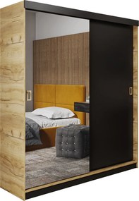 Posuvná skříň RETRO 1 138 - dub Craft zlatý + černý 138x205x59 cm