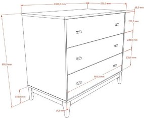 Komoda v dekoru ořechu v tmavě přírodní barvě 100x89x55 cm Ilyas – Vipack