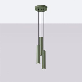 Sollux Lighting Závěsná lampa LAGOS 3P olivově zelená