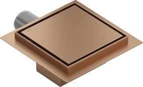 Mexen Flat-Q, bodová podlahová vpusť 15 cm, měděná matná, 1C10015