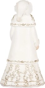 Bílo-zlatá antik dekorace Santa Claus - 13*10*25 cm