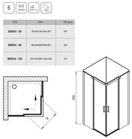 Ravak Matrix Sprchový kout 100 x 100 cm transparent satin MSRV4-100 x 100 cm/100 x 100 cm 1WVAAU00Z1