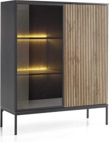 PSK Vitrína SANTAL, Černá/Dub Votan 104 cm
