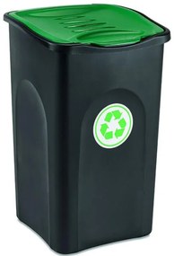 Odpadkový koš na tříděný odpad Stefanplast ECOGREEN 50L zelené víko