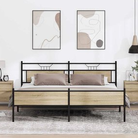 Kovový rám postele bez matrace dub sonoma 193 x 201 cm 3325127