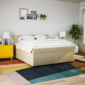 Box spring postel s matrací krémová 180x200 cm textil 3285986