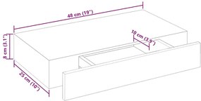 vidaXL Marketos Plovoucí nástěnná police s šuplíkem 2 ks bílá 48 cm
