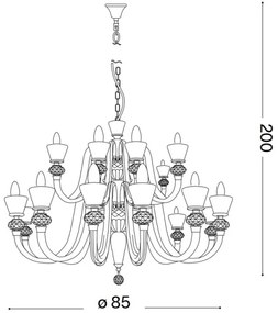 Ideal Lux - Křišťálový lustr na řetězu STRAUSS 18xE14/40W/230V pr. 85 cm mosaz