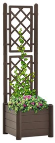 vidaXL Zahradní truhlík s treláží 43 x 43 x 142 cm PP moka