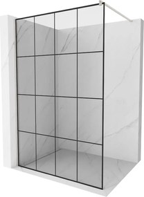 Mexen Kioto, sprchová zástěna Walk-In 130 x 200 cm, 8mm čiré sklo černý vzor, ​​broušená ocel profil, 800-130-101-97-77