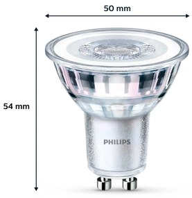 Philips LED žárovka GU10 4,6W 355lm 827 čirá 36° 2