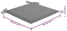 vidaXL Marketos Zahradní židle s šedými poduškami 4 ks masivní teak