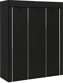 HOMCOM Textilní Skříň, Činžovní Skříň s Visící Tyčí, 8 Polic, Skládací Skříň, Černá, 125 x 43 x 162,5 cm | Aosom