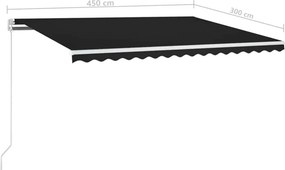 Ručně zatahovací markýza s LED světlem 450 x 300 cm antracitová 3068924