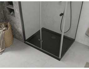 Mexen Lima skládací sprchový kout 100 x 80 cm, Průhledné, Černá + sprchová vanička Flat, Černá - 856-100-080-70-00-4070B