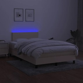 Box spring postel s matrací a LED krémová 120x190 cm textil 3270030
