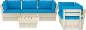 vidaXL 6dílná zahradní sedací souprava z palet + podušky smrkové dřevo [3063520] Barva: Světle modrá