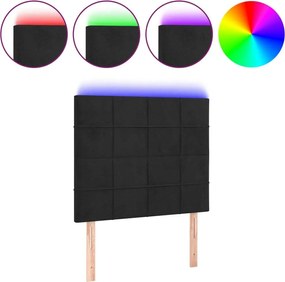 vidaXL Čelo postele s LED 80x5x118/128 cm samet [3122459] Barva: Černá
