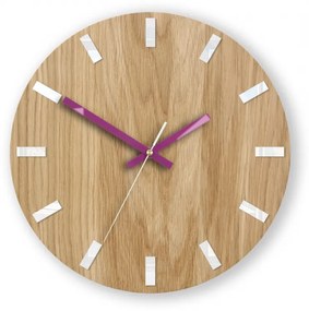 Nástěnné hodiny Simple Oak hnědo-fialové