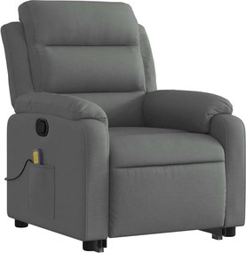 Zvedací masážní polohovací křeslo tmavě šedé textil 3204993