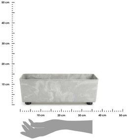 PLASTOVÝ KVĚTINÁČ SALVIA 37,5X17 CM IMITACE BETONU ŠEDÁ